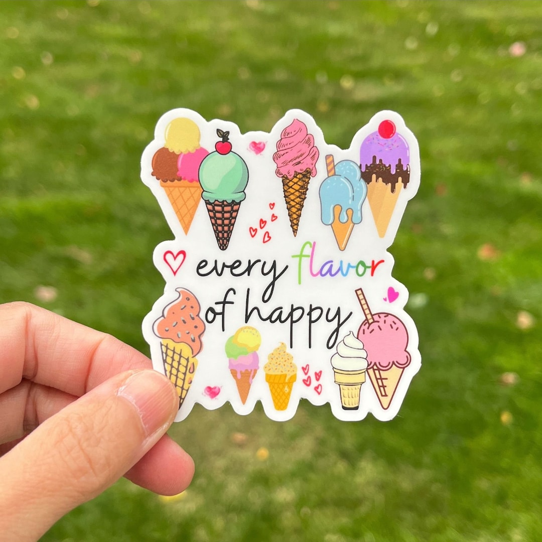Ice Cream Rainbow Sticker for Water Bottle Ice Cream Party Favor Kids ...