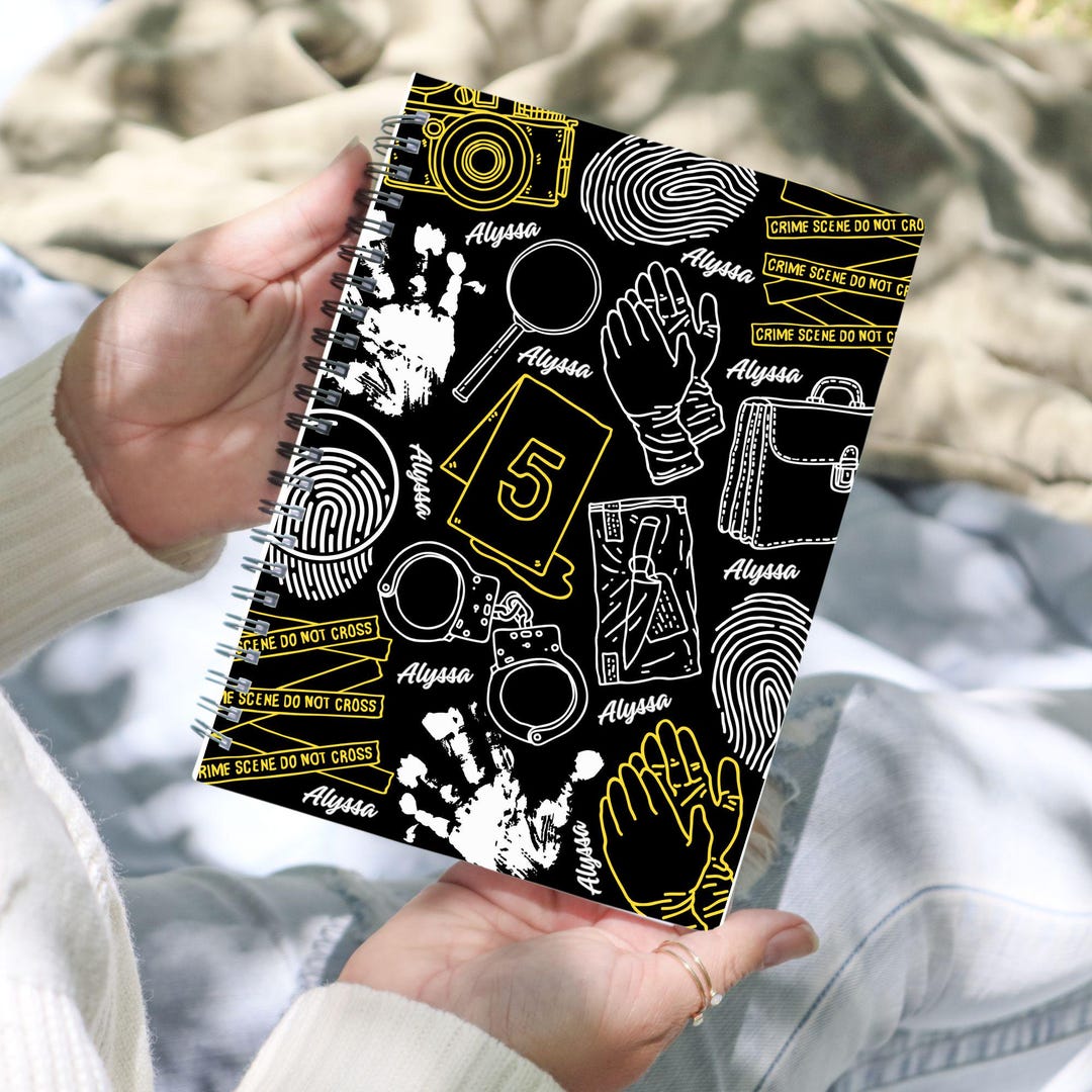 Crime Scene Notebook Design Pattern Custom Name Detective Gift Idea ...