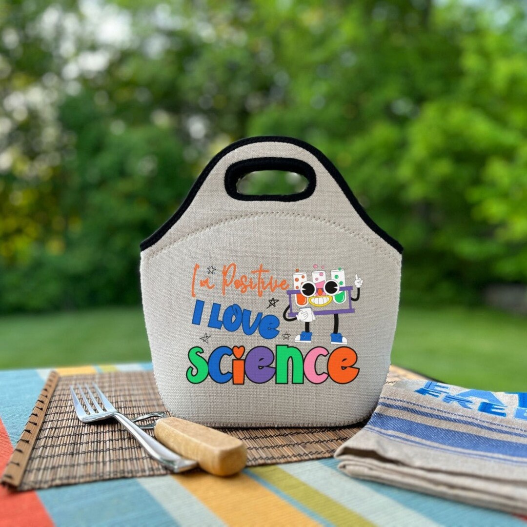 Back to School I Love Science Linen Lunch Tote for Kids, Grade School ...