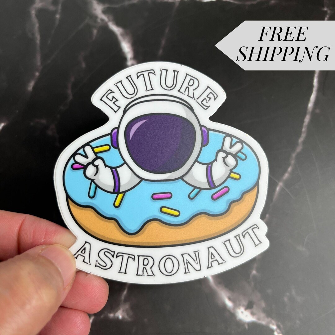 Space Themed Goodie Party Favor Sticker Funny Donut Astronaut Sticker ...