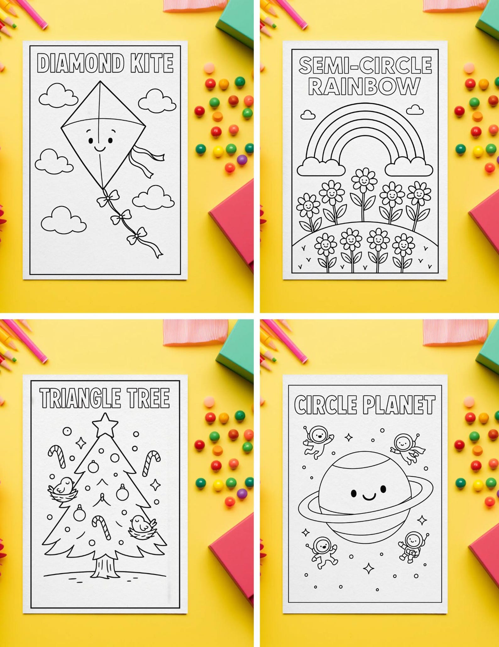 Shapes Adventure Coloring Book for Kids | 12 Printable Pages | Fun ...