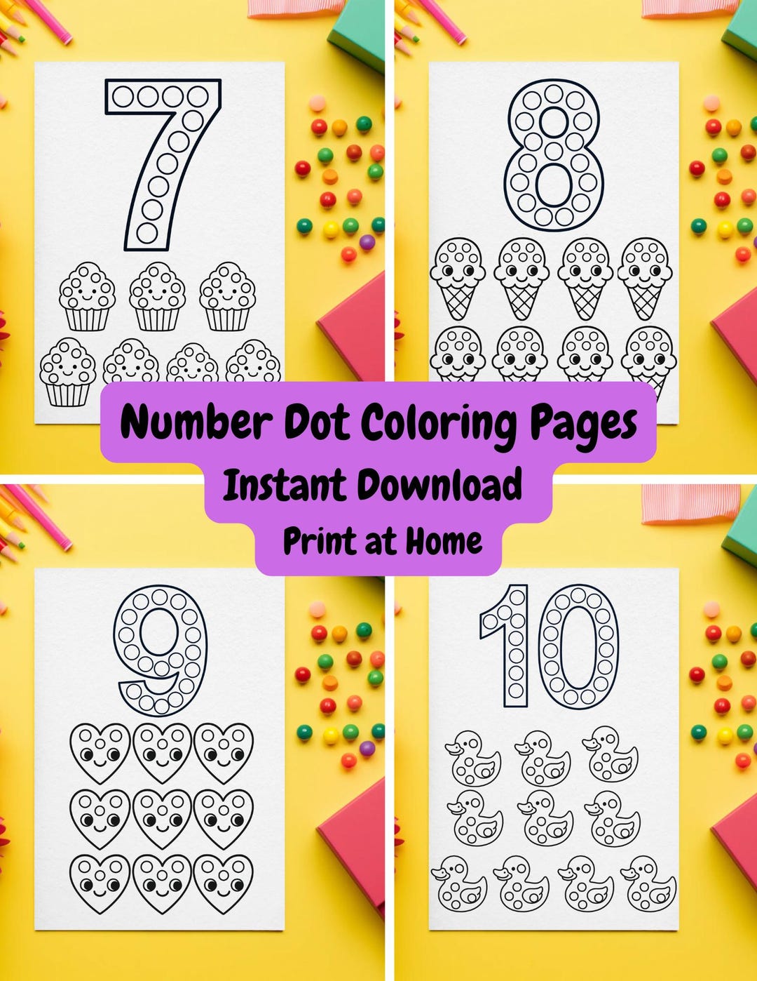 Numbers 1-10 Dot Marker Coloring Pages Printable | Toddler & Preschool ...