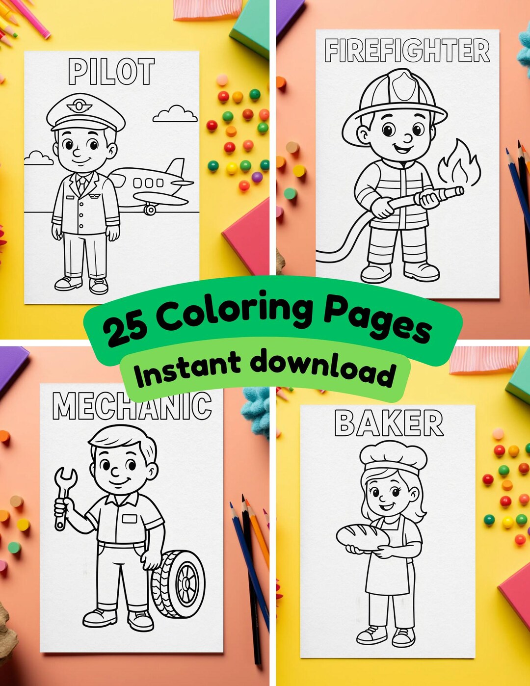 Professions Coloring Pages for Kids | Printable Community Helpers ...