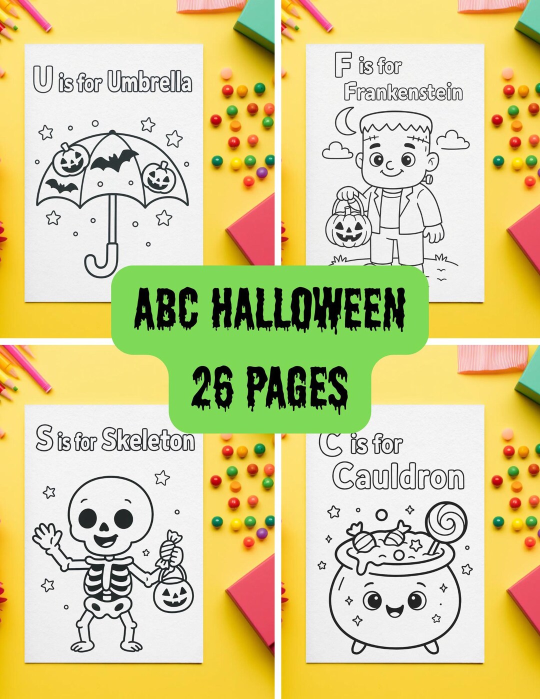 Halloween ABC Coloring Pages | Printable Alphabet Activity for Kids ...