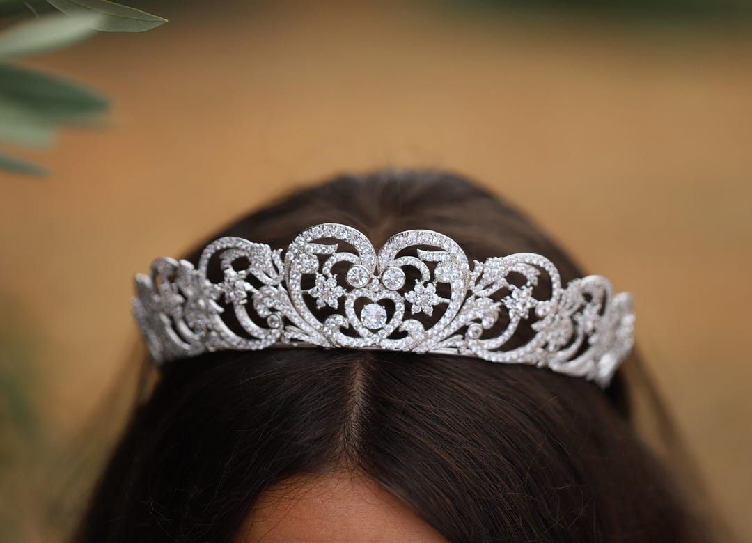 Princess Diana Spencer Wedding Diamond Tiara Royal Replica Floral ...