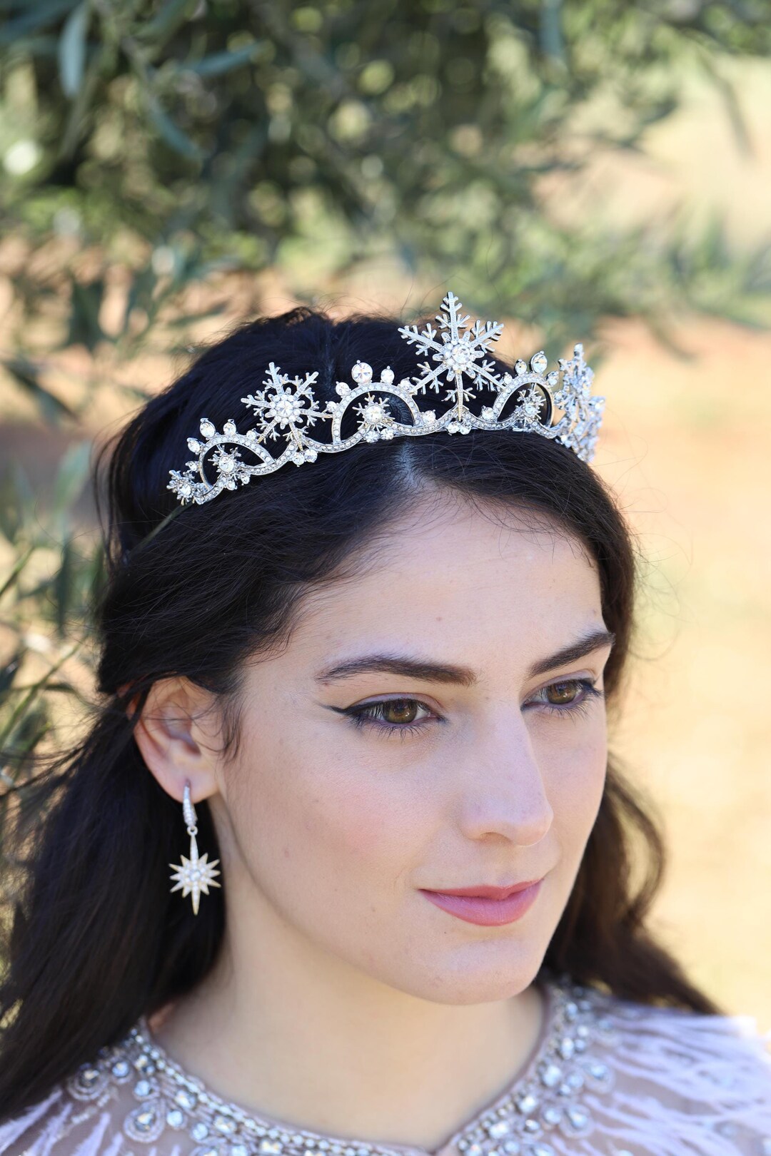 Snowflake Royal Bridal Tiara for Winter Wedding Art Deco Celestial ...