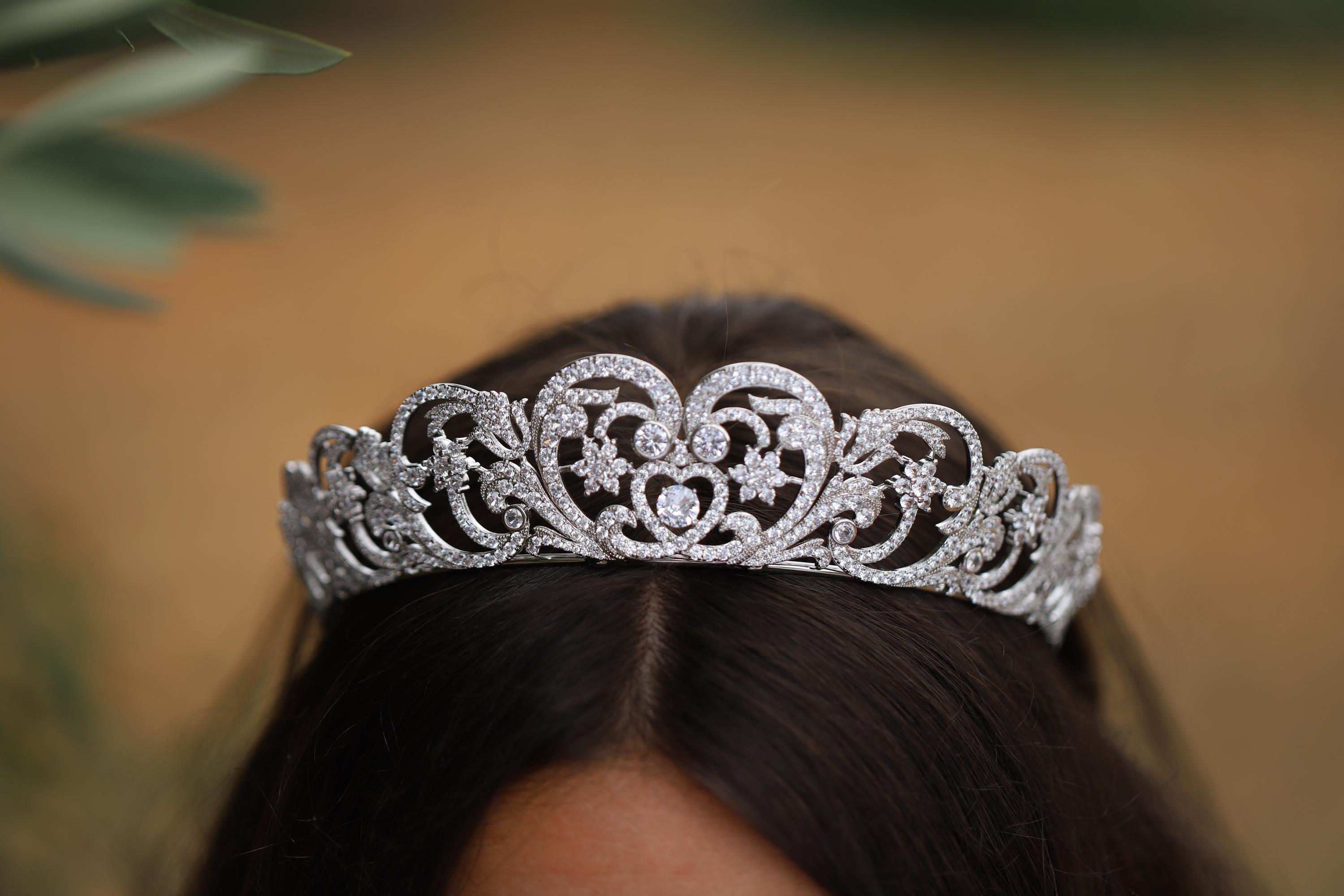 Princess Diana Spencer Wedding Diamond Tiara Royal Replica Floral ...