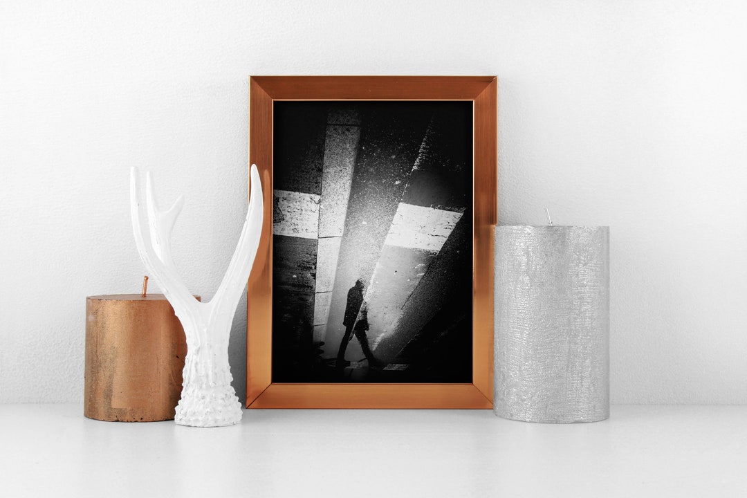 Shadow in a Puddle of Water. Digital Photography in Black and White ...