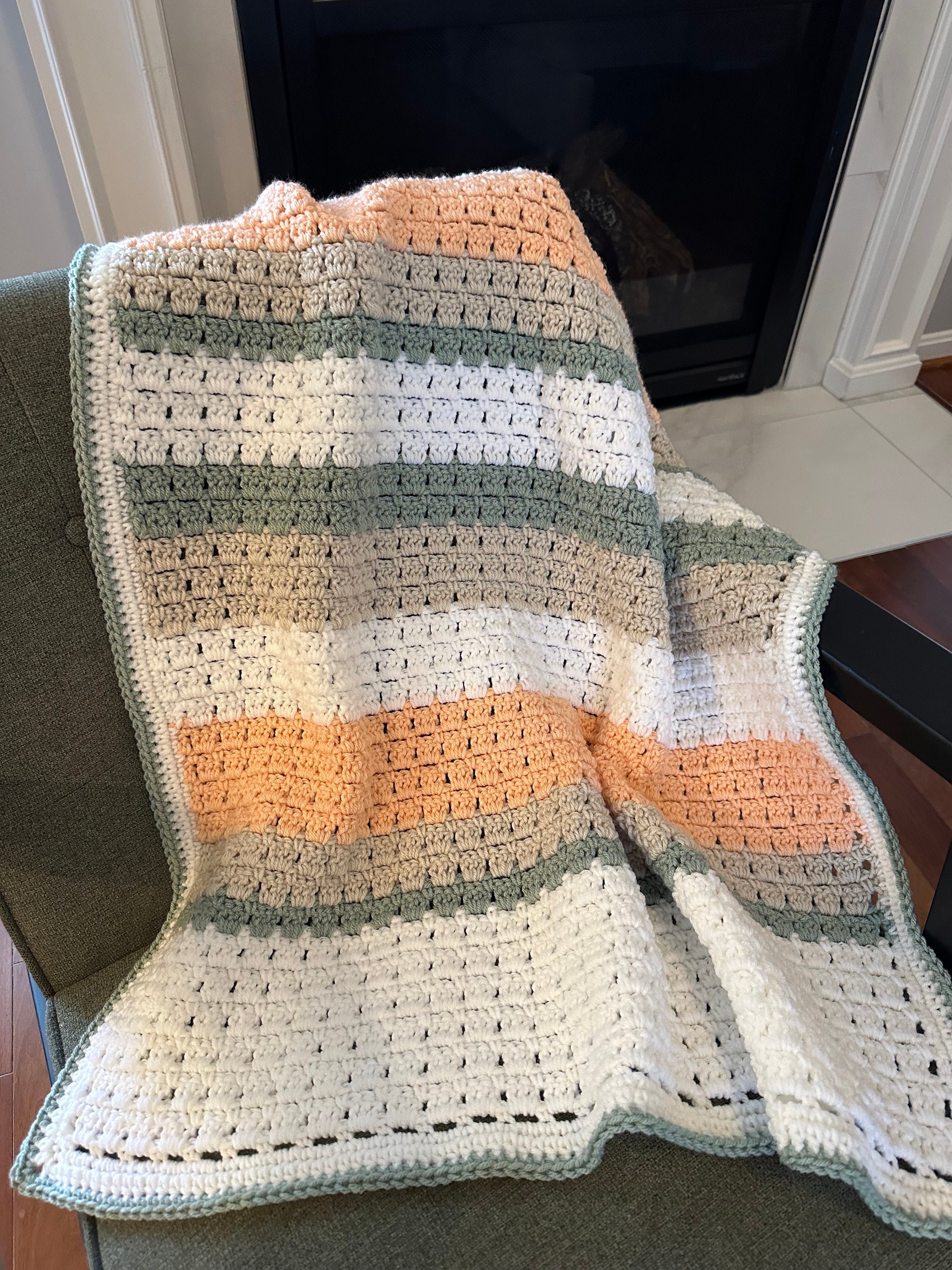 READY TO SHIP, Color Block Baby Blanket, Crochet Baby Blanket, Baby ...