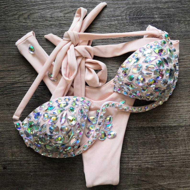 Rhinestones Diamond Bikiniluxury Bikini Set Rhinesone Top Etsy
