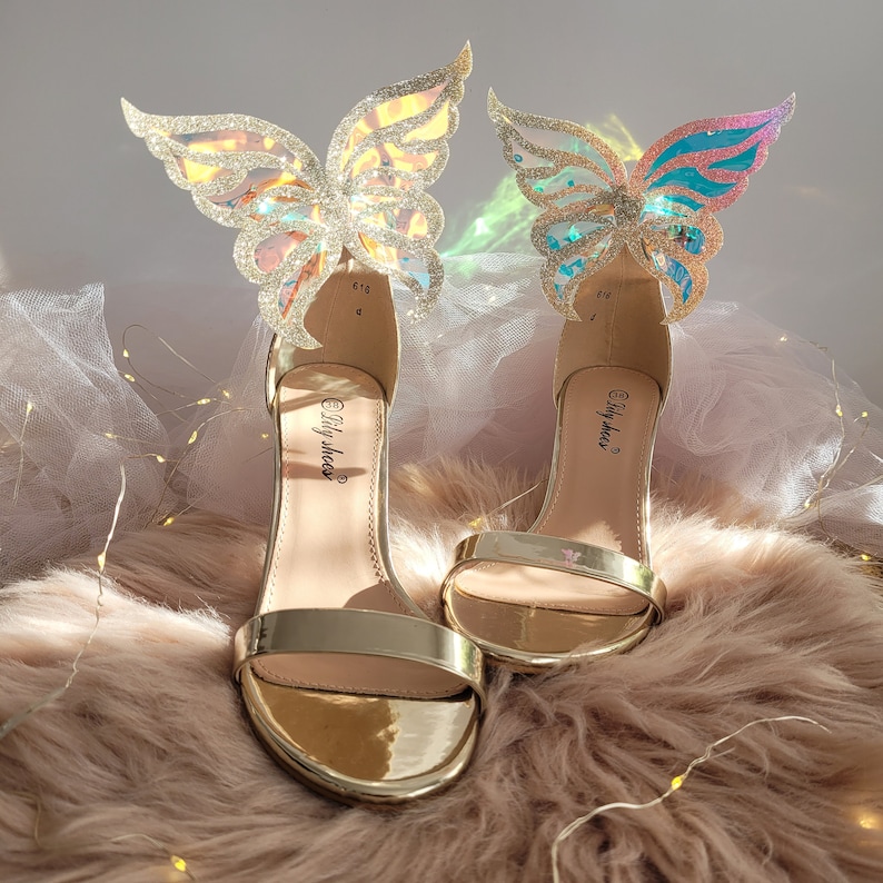 Extra Large Glitter Butterfly Silver or Campagne Gold,shoe Clips ...