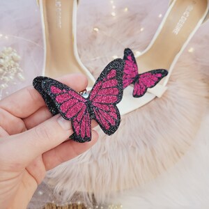 Berry Butterfly Shoe Clips, Raspberry Red Glitter Butterflies ...