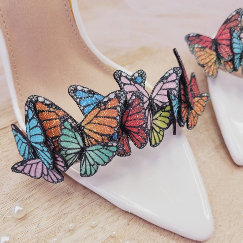 Butterfly Garland Shoe Clips Glitter Butterflies Wedding - Etsy