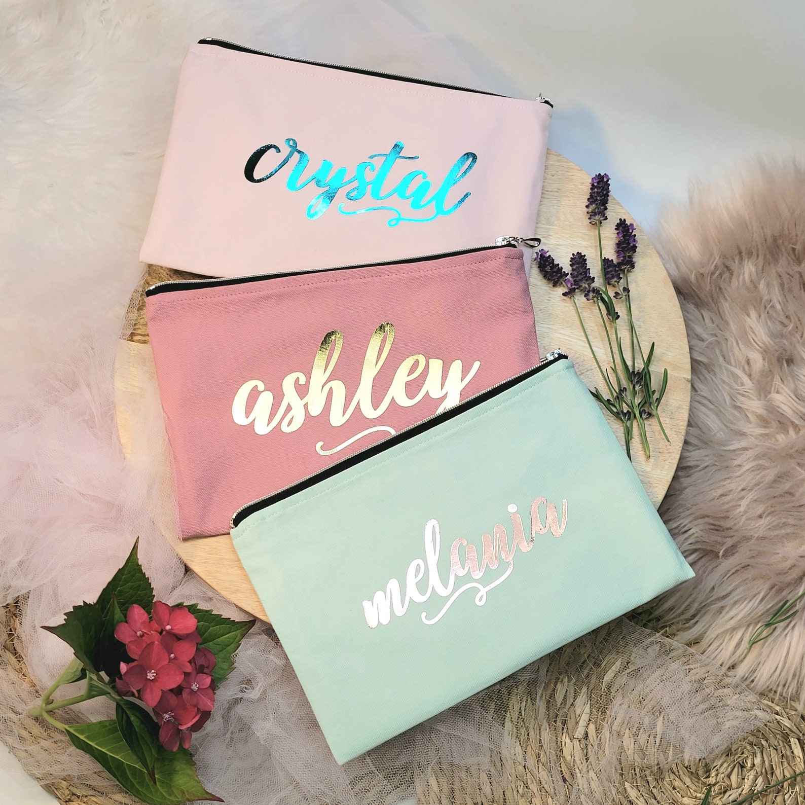 Personalized Monogram Makeup Bag With Cursive Script CUSTOM | Etsy