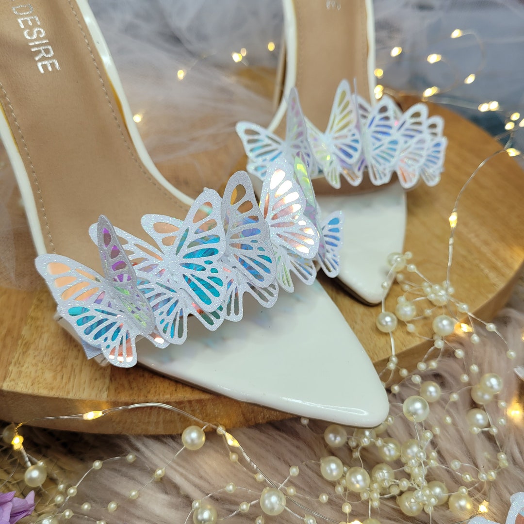 Opal Iridescent Butterfly Garland Shoe Clips Glitter Butterflies ...