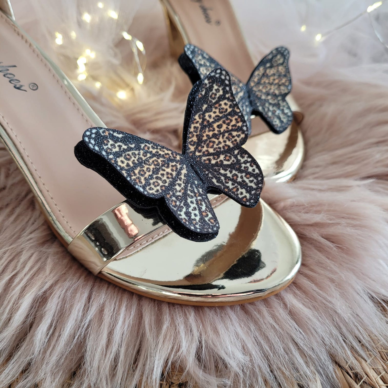 Leopard Print Butterfly Shoe Clips, Glitter Butterfly Wings, Cheetah ...