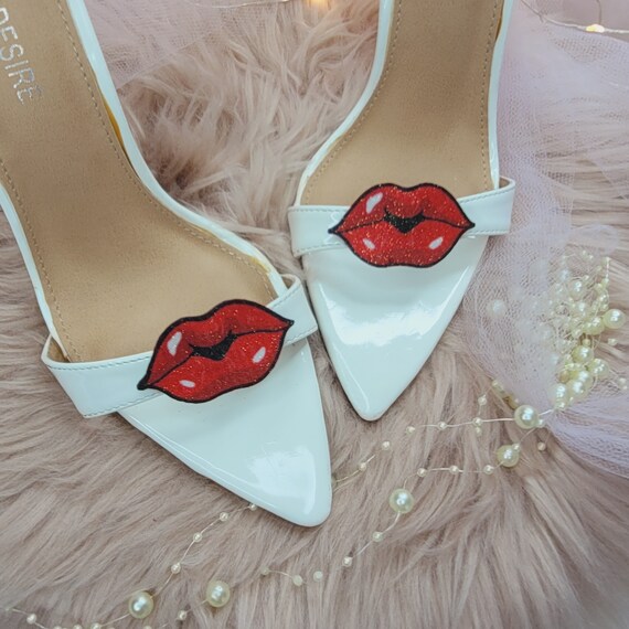 Red Lips Shoe Clips Glitter Shoe Clips Shoe Accessories - Etsy