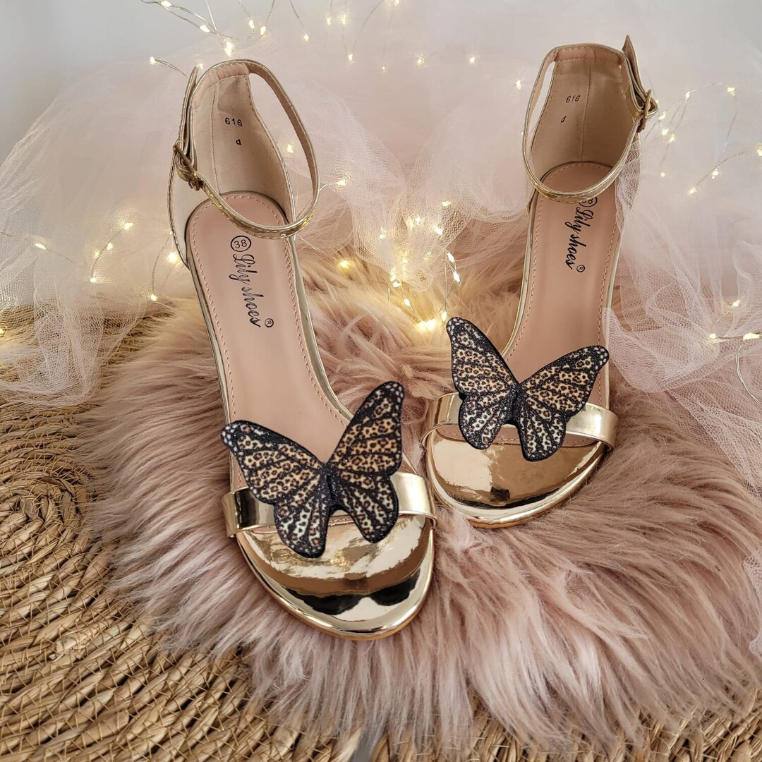 Leopard Print Butterfly Shoe Clips, Glitter Butterfly Wings, Cheetah ...