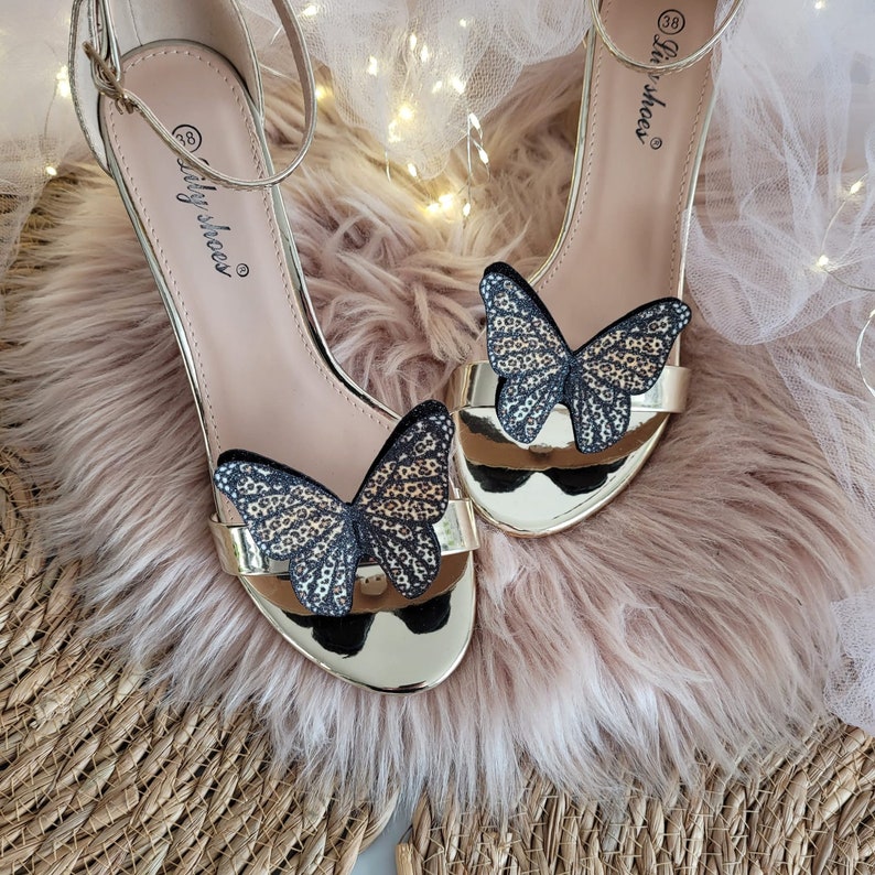 Leopard Print Butterfly Shoe Clips, Glitter Butterfly Wings, Cheetah ...