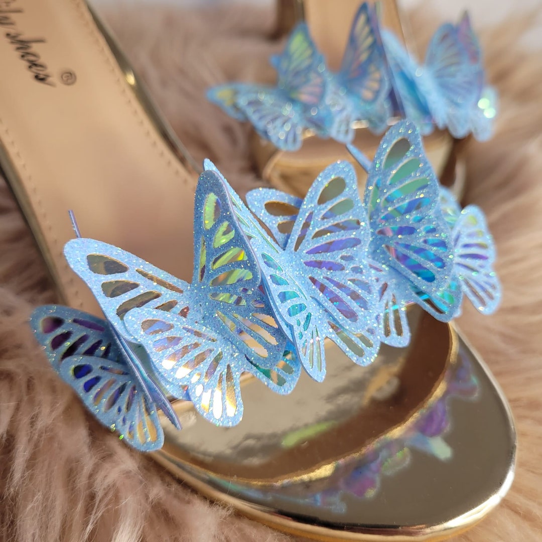 Blue Butterfly Garland Shoe Clips Bridal and Special Occasion ...