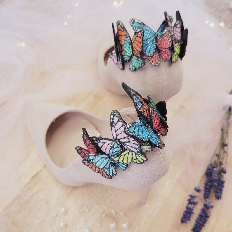 Butterfly Garland Shoe Clips Glitter Butterflies Wedding - Etsy