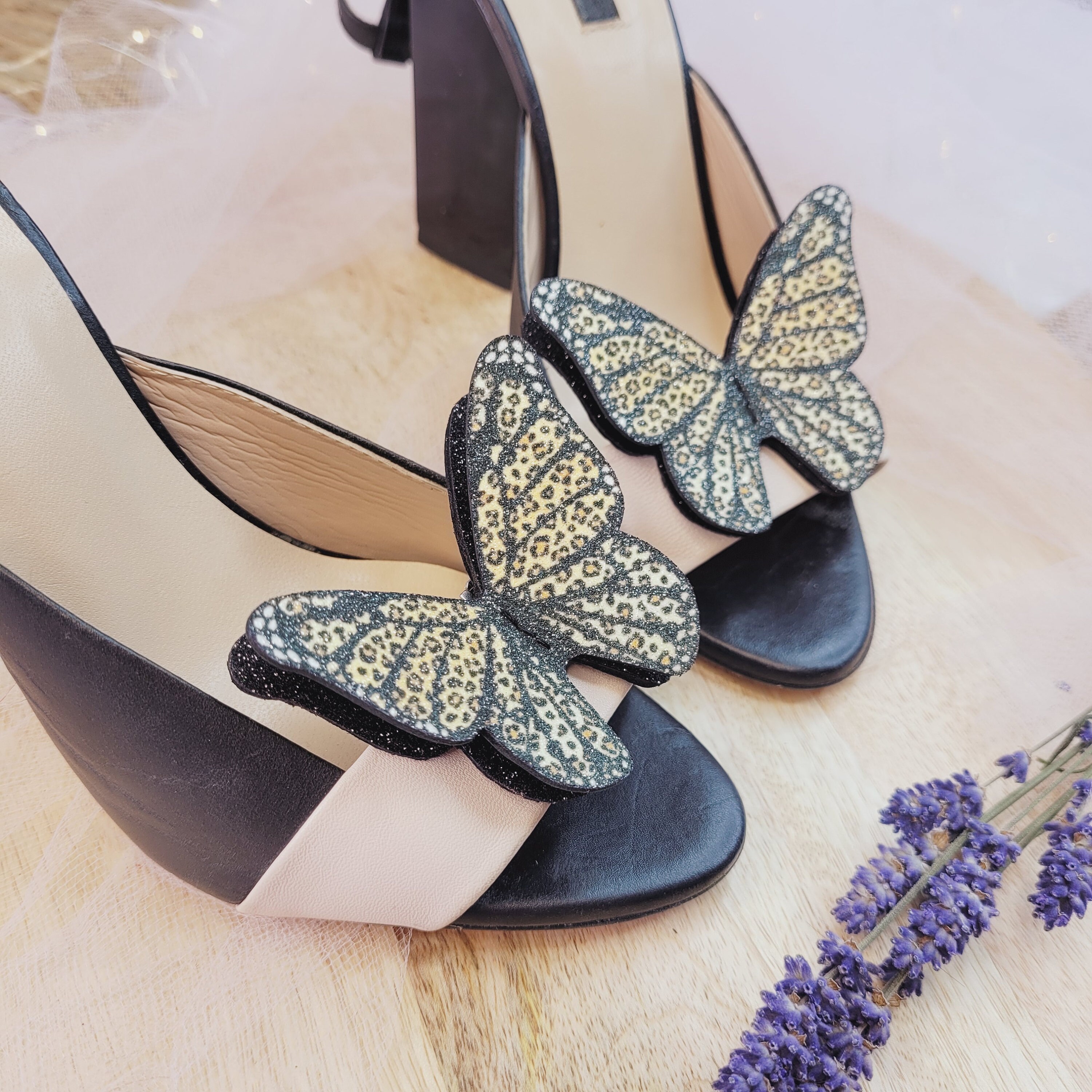 Leopard Print Butterfly Shoe Clips, Glitter Butterfly Wings, Cheetah ...