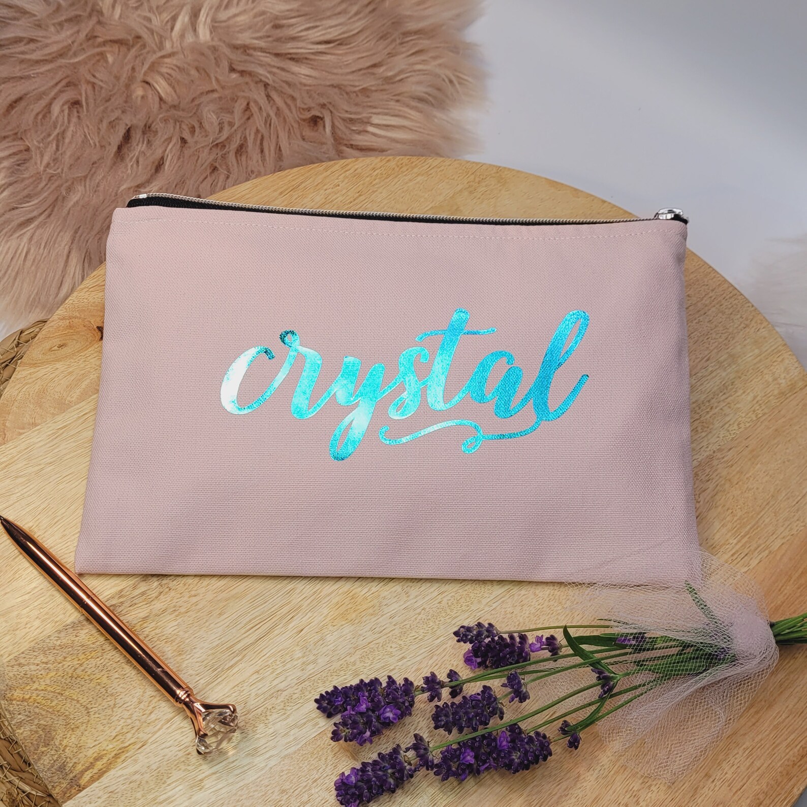 Personalized Monogram Makeup Bag With Cursive Script CUSTOM | Etsy