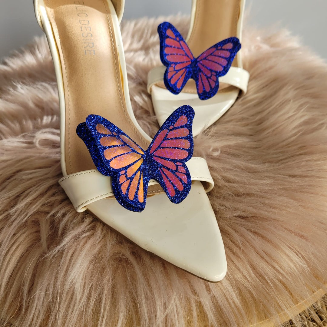 Royal Blue Butterfly, Wedding Shoe Clips, Glitter Shoe Accessories ...