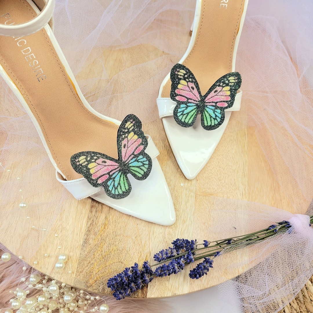 Monarch Butterfly Shoe Clips, Rainbow Butterfly, Glitter Butterfly Shoe ...