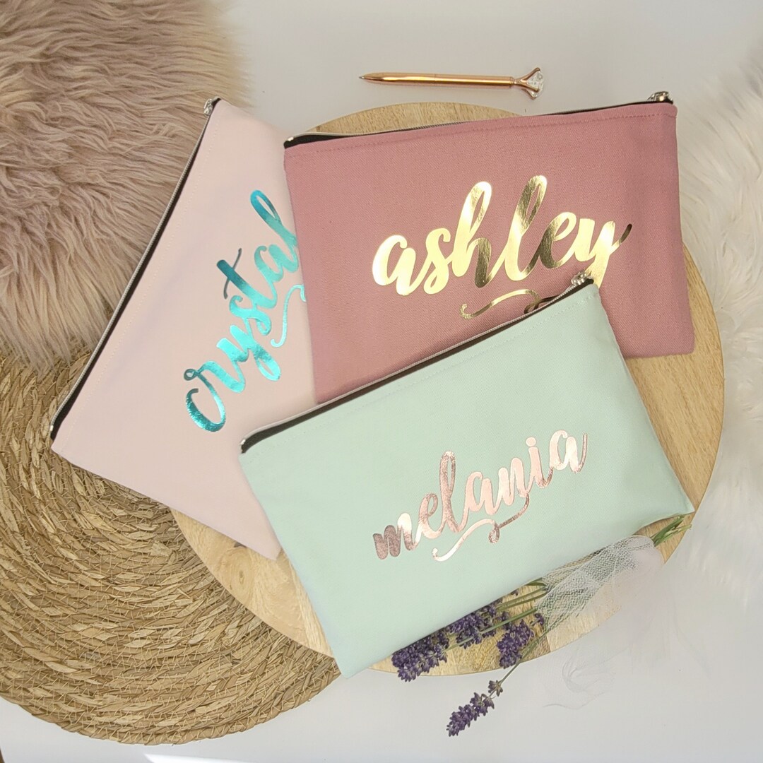 Personalized Monogram Makeup Bag With Cursive Script, CUSTOM NAME Mint ...
