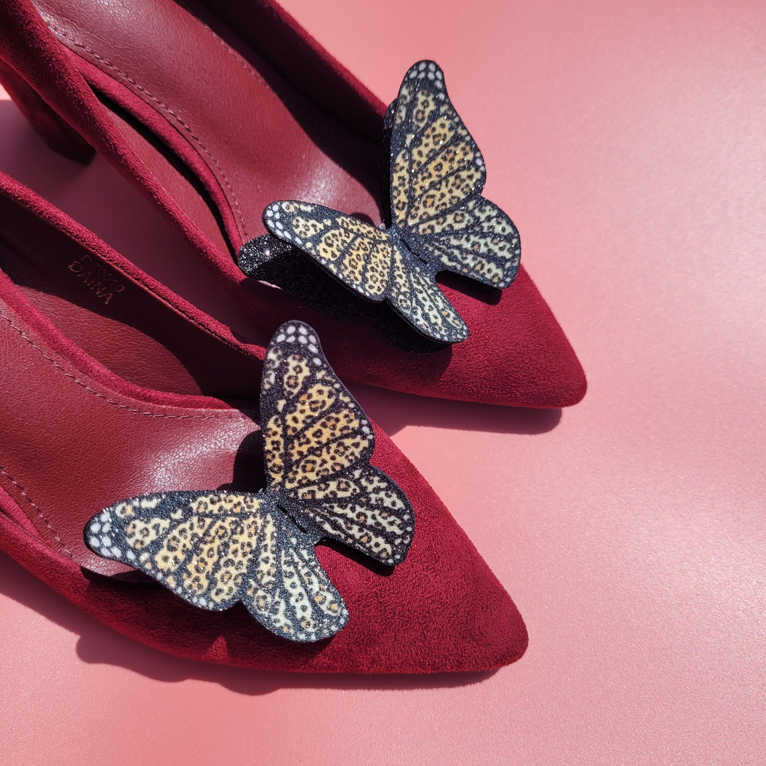 Leopard Print Butterfly Shoe Clips, Glitter Butterfly Wings, Cheetah ...