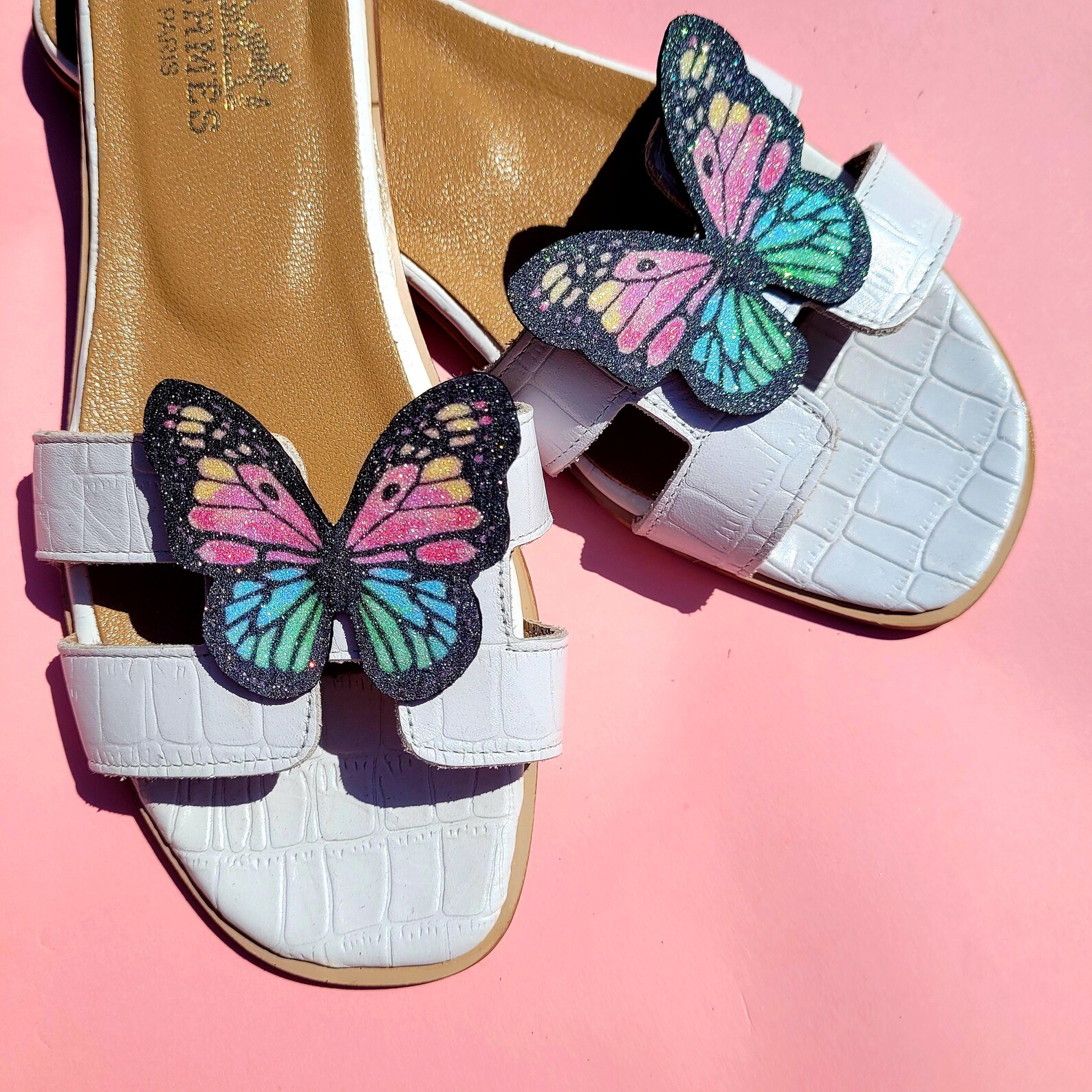 Monarch Butterfly Shoe Clips Rainbow Butterfly Glitter - Etsy