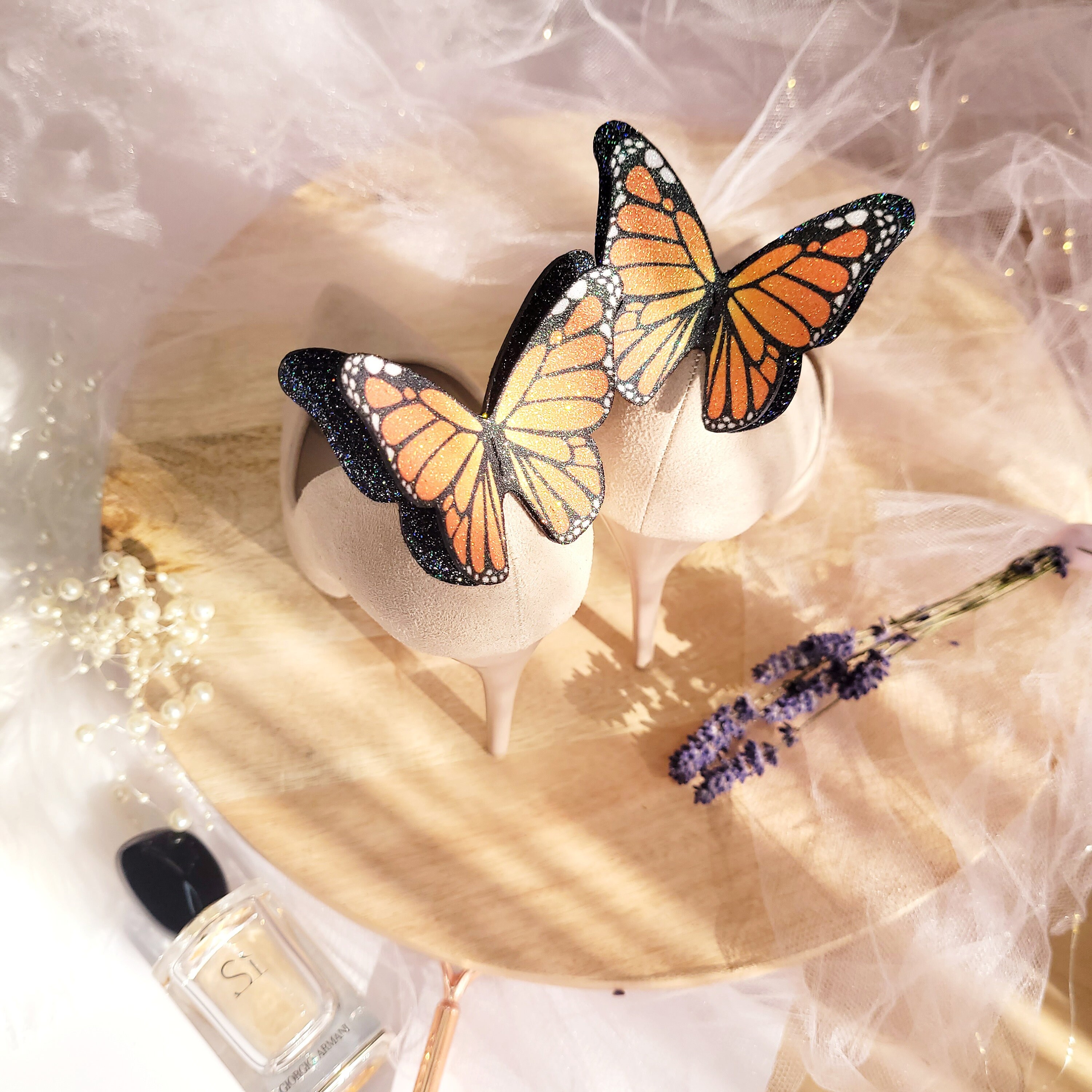 Monarch Butterfly Shoe Clips Wedding Shoe Clips Real Glitter | Etsy