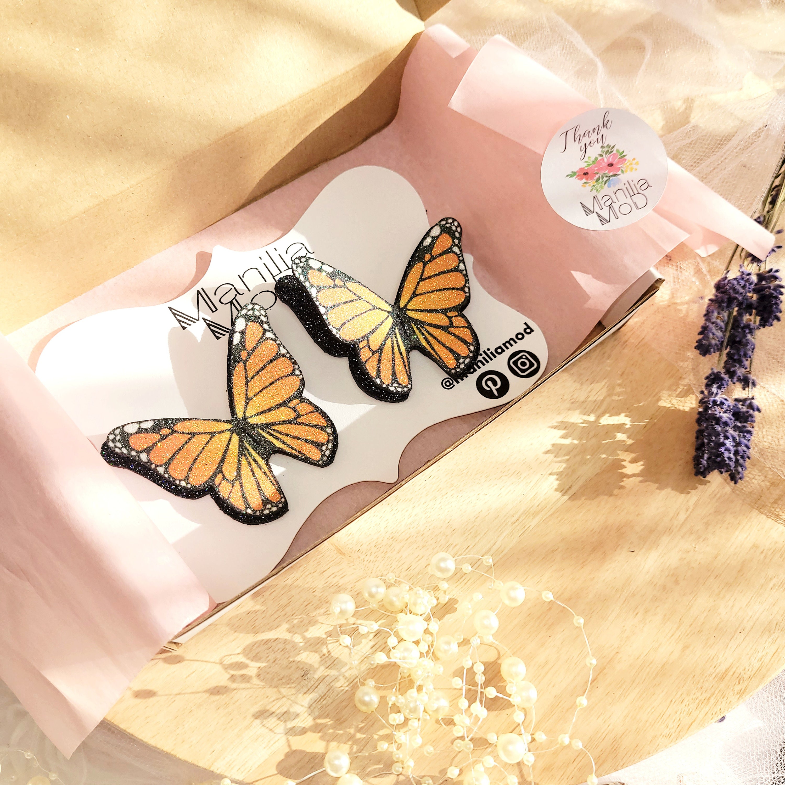 Monarch Butterfly Shoe Clips Wedding Shoe Clips Real Glitter | Etsy