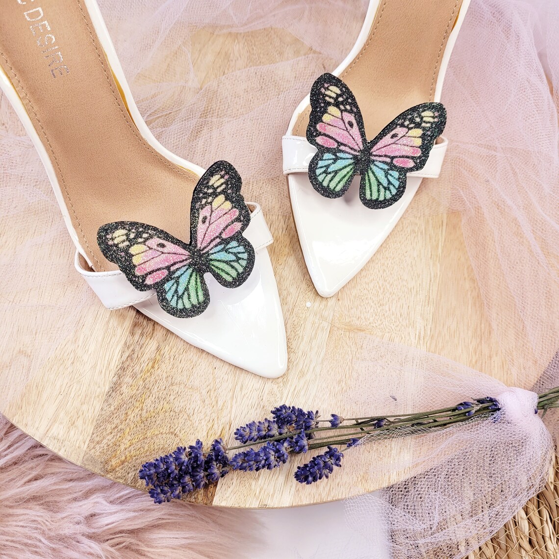 Monarch Butterfly Shoe Clips Rainbow Butterfly Glitter | Etsy