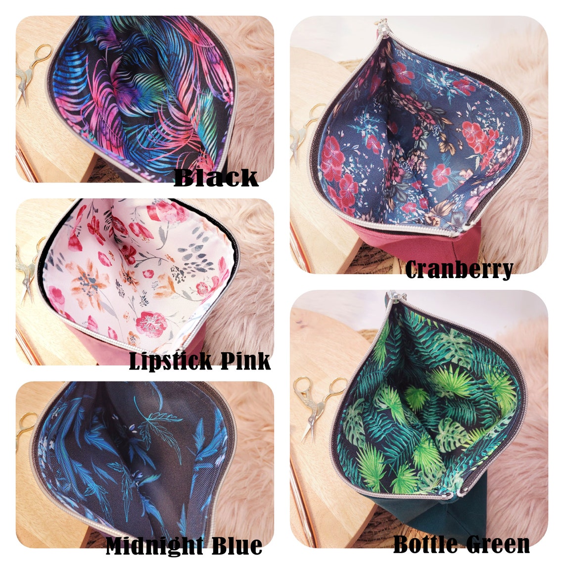 Personalized Monogram Makeup Bag With Cursive Script CUSTOM | Etsy