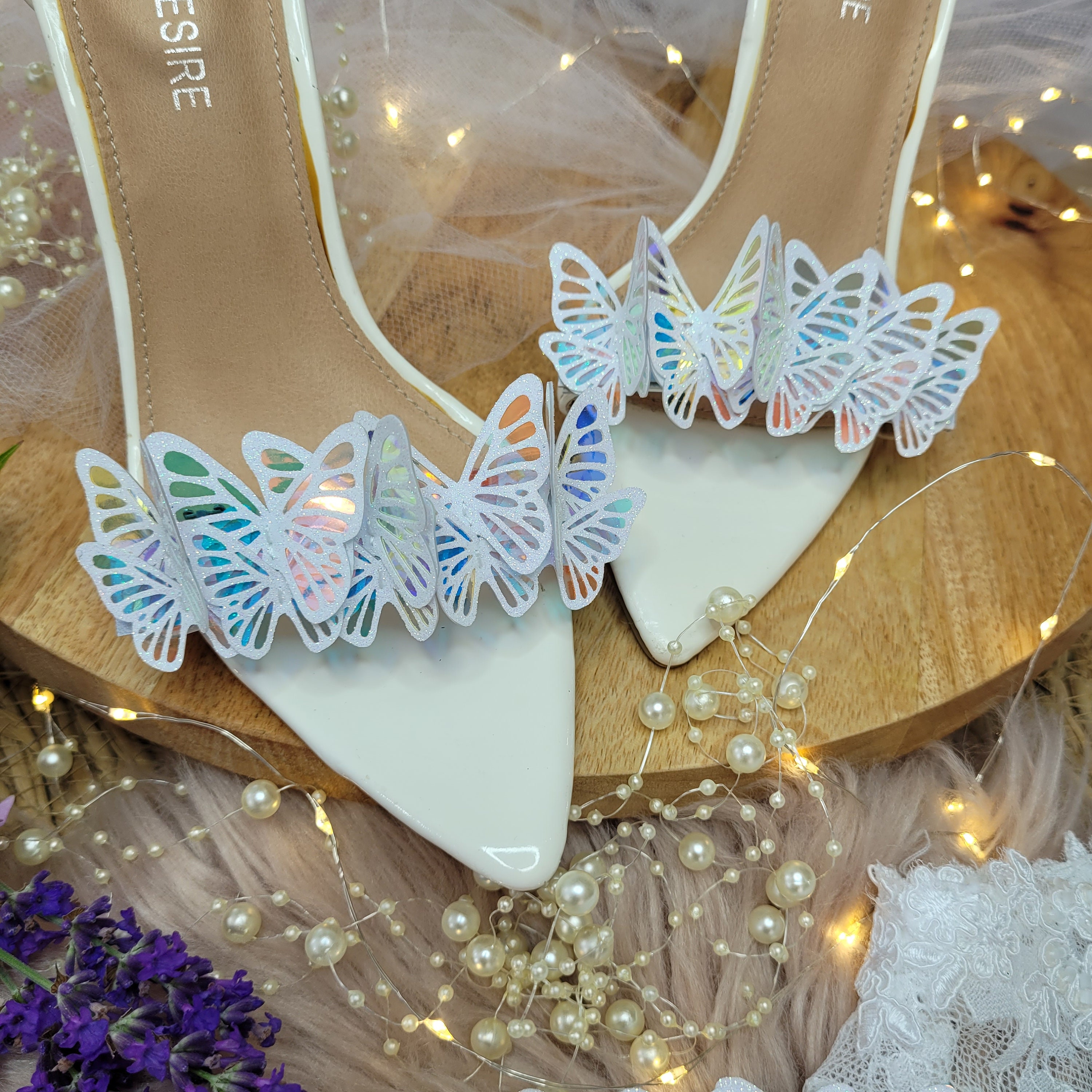 Opal Butterfly Garland Shoe Clips Sparkling White Bridal Accessories ...