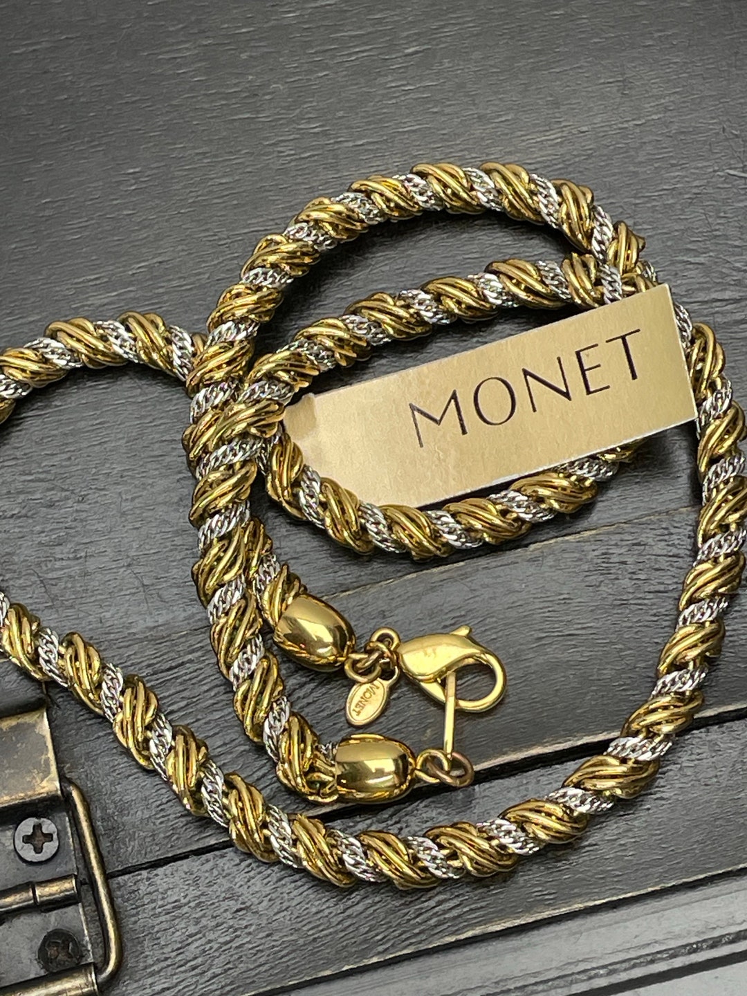 Vintage Monet Rope Chain for Women Braided Chain Necklace Two Colours ...