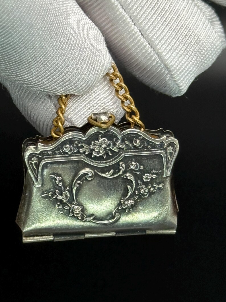 Antique Locket With Photographs Silver Tone Rare Unique Handbag - Etsy