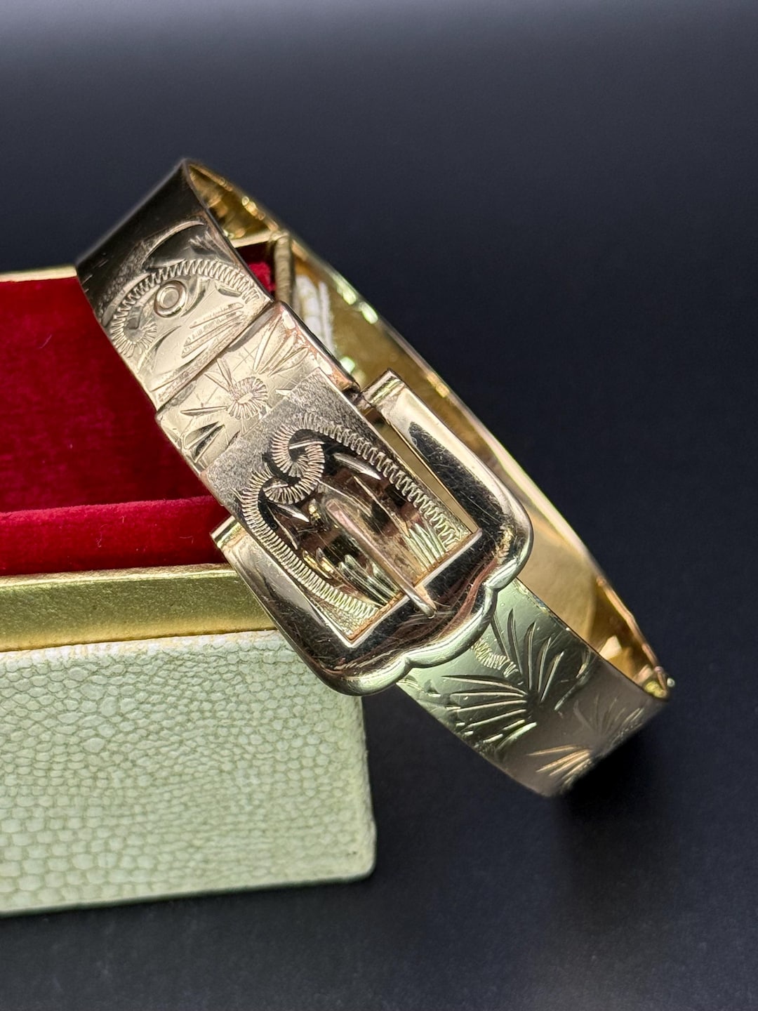 Vintage Excalibur 12ct Rolled Gold Engraved Bangle Bracelet, Circa 50s ...