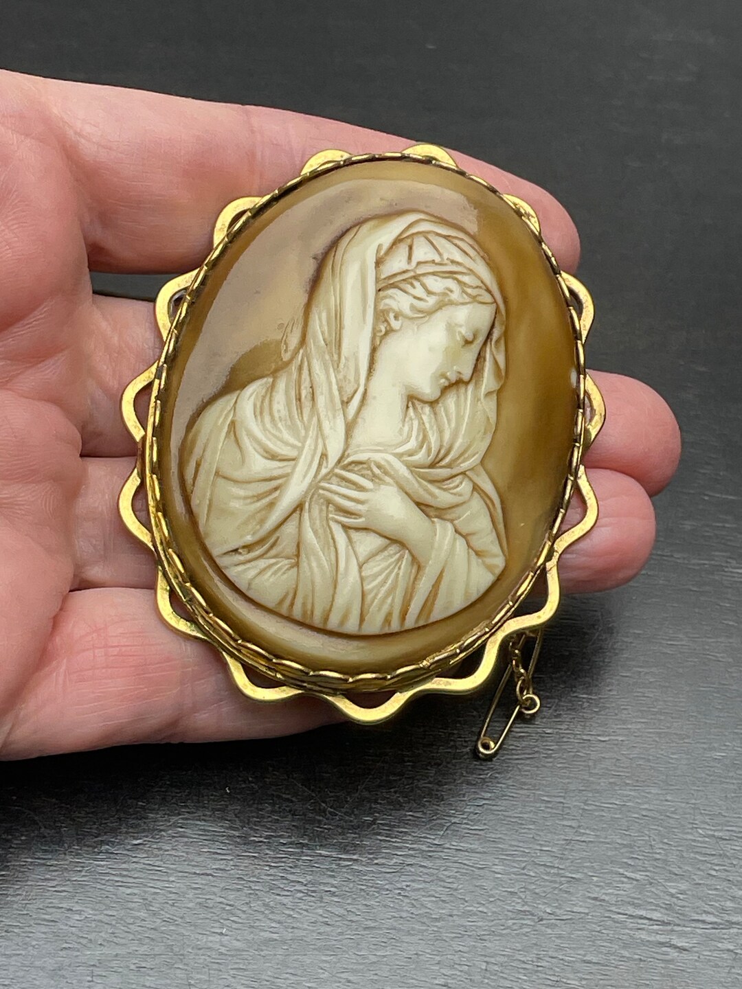 Vintage Antique Cameo Large Brooch Earlier Plastic Unique - Etsy