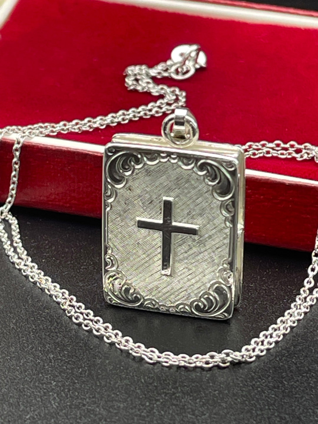 Vintage Sterling Silver Book Locket Necklace, Christian Pendant - Etsy