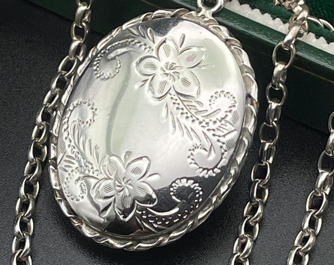 Vintage Solid Silver Locket With Chain 925 Sterling Pendant Necklace ...