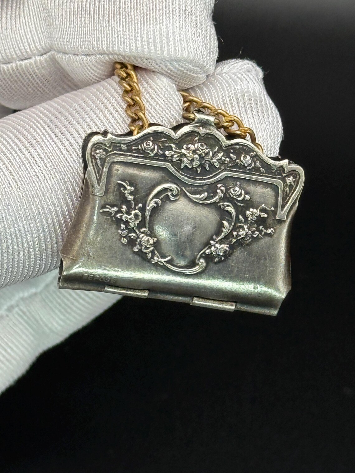 Antique Locket With Photographs Silver Tone Rare Unique Handbag - Etsy