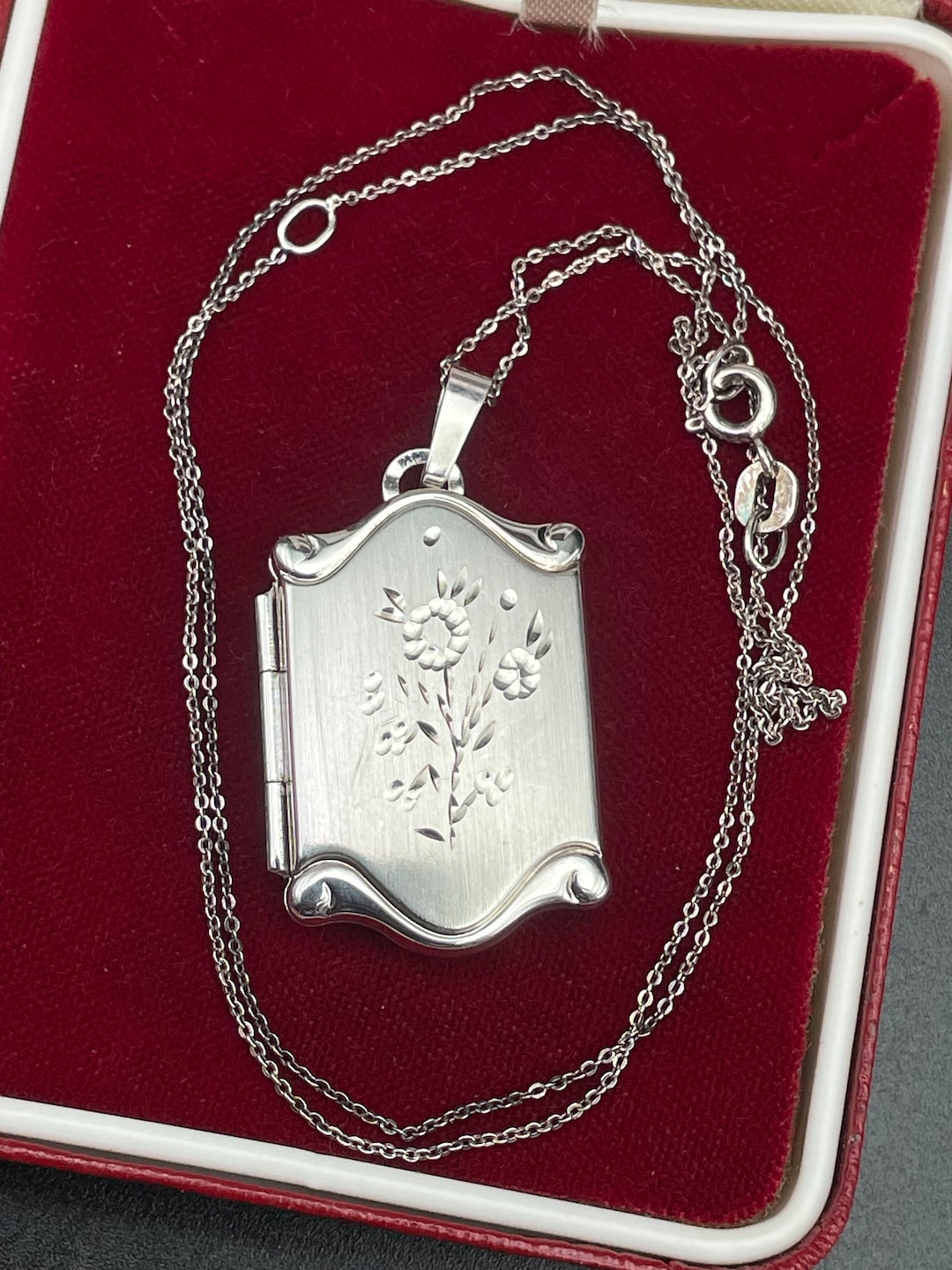 Vintage Solid Silver Locket With Chain Sterling Pendant Necklace Double ...