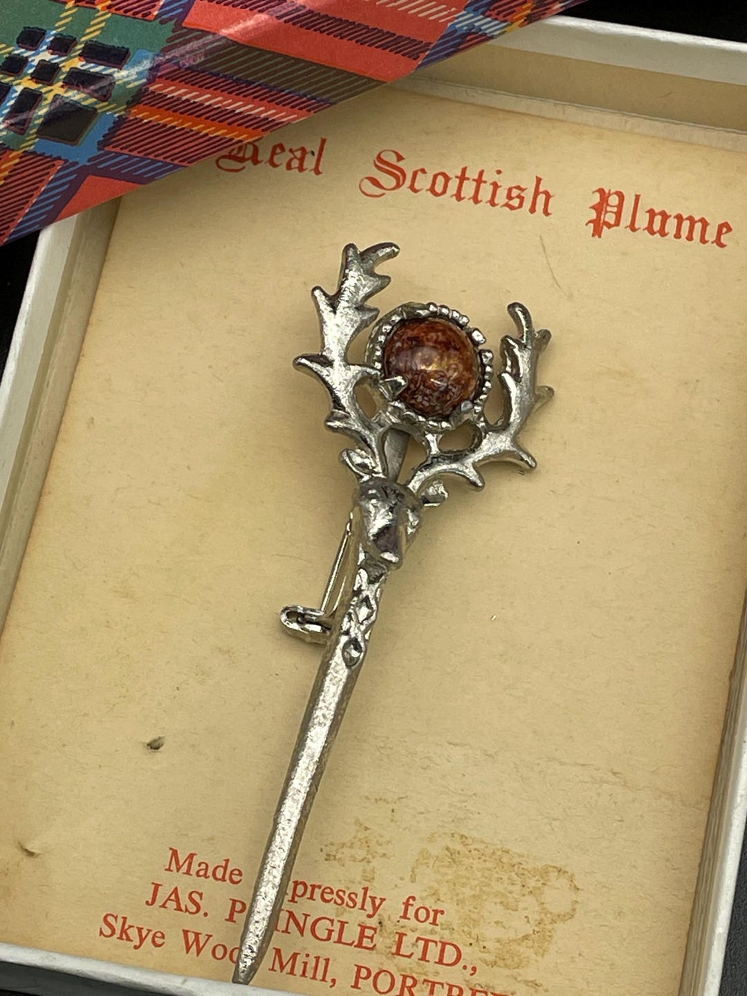 Vintage Exquisite Kilts Brooch Scottish Celtic Gemstones Multicolour ...