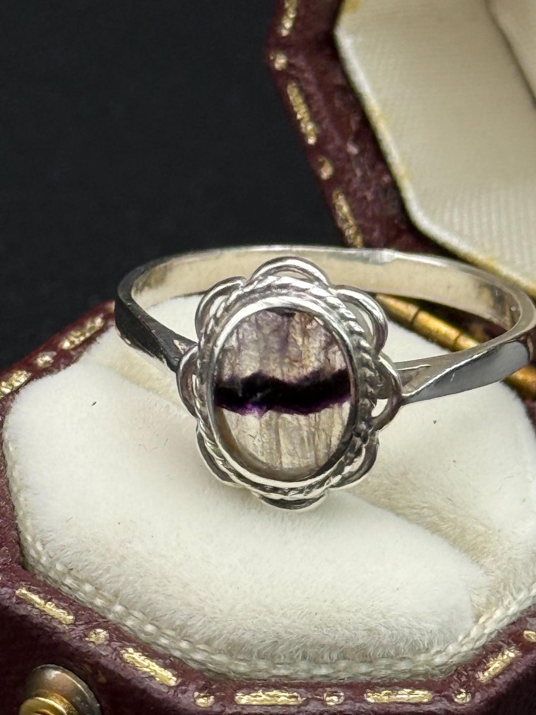 Antique Vintage Blue John Ring Solid Silver Rare Gemstone for Women for ...