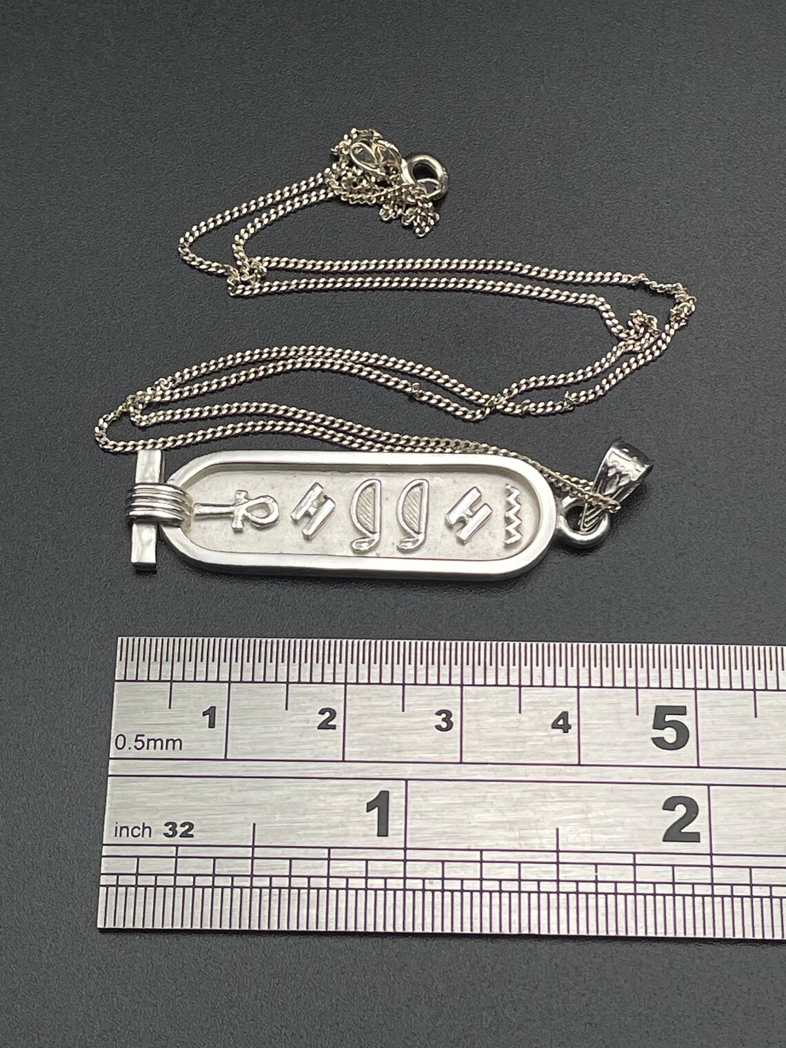 Vintage Egyptian Silver Cartouche Hieroglyphs Symbol Solid Silver for ...