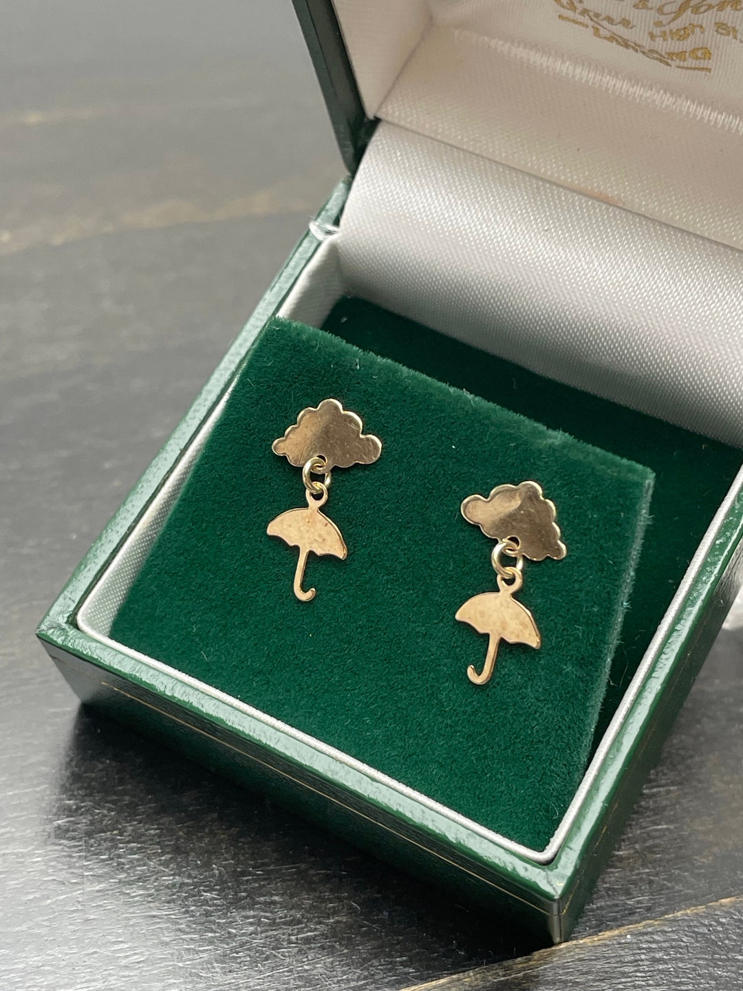9ct Gold Earrings Umbrella Studs Vintage Earrings for Ladies Drop Dangle Gift for Women Gift for ...