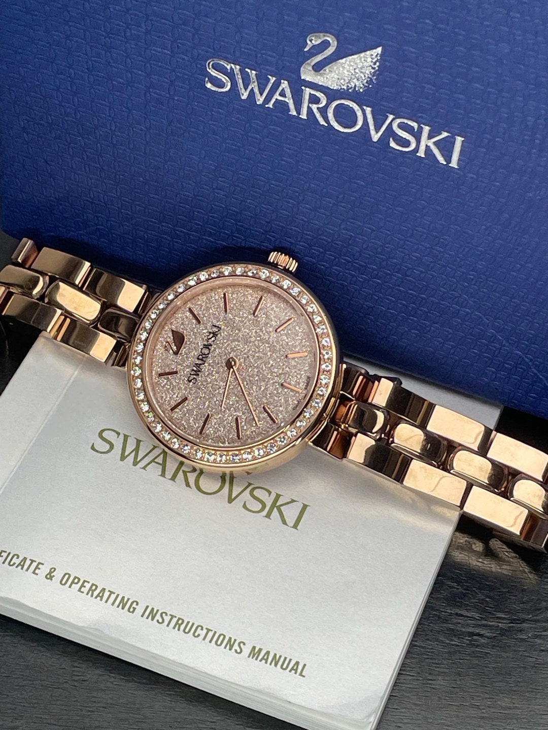 Vintage Pink Rose Swarovski Wrist Watches Excellent Condition for Women ...